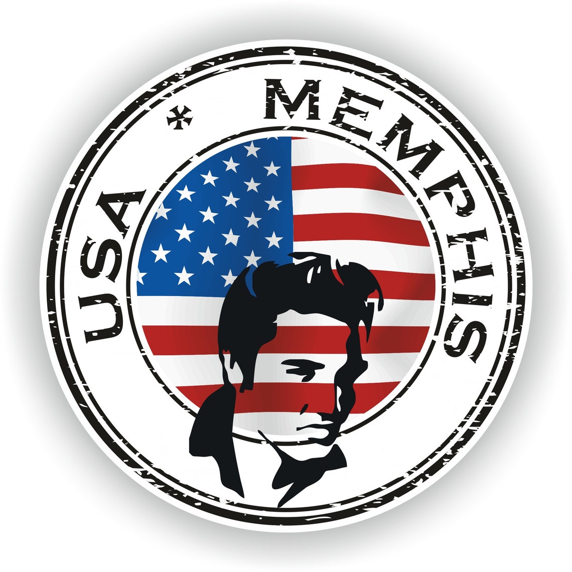 USA Memphis Elvis United States Seal Sticker Round Flag for Laptop Book ...