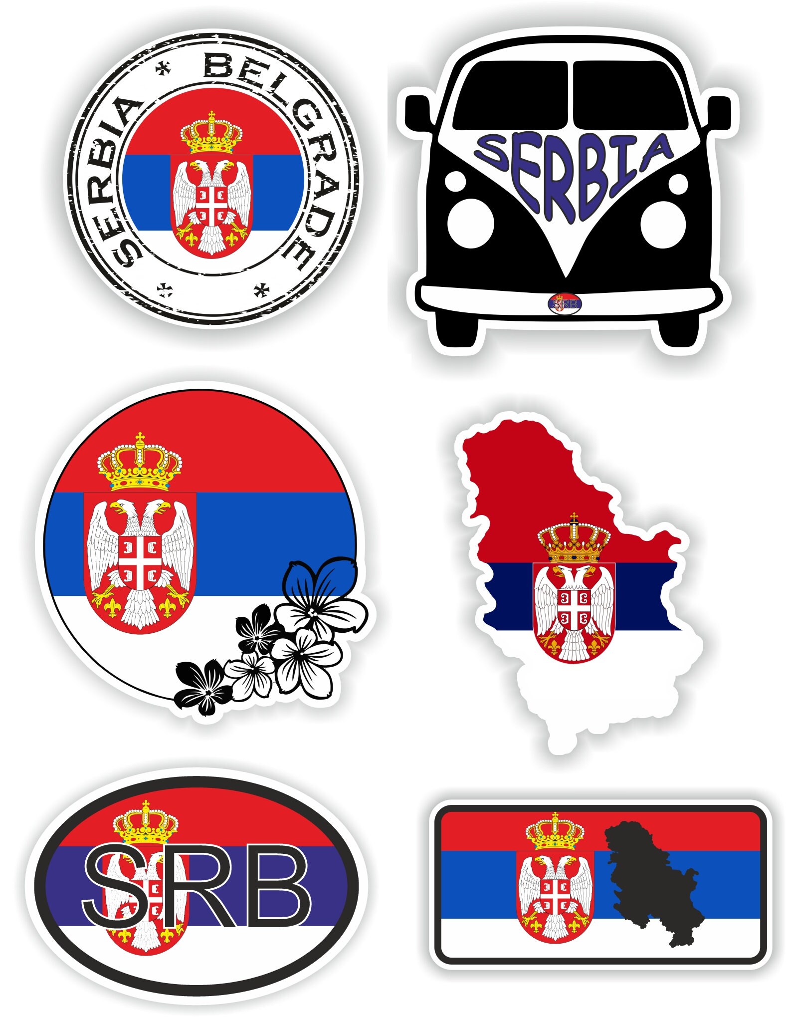 Serbia Set of Stickers for Laptop Book Water Bottle Fridge Guitar ...
