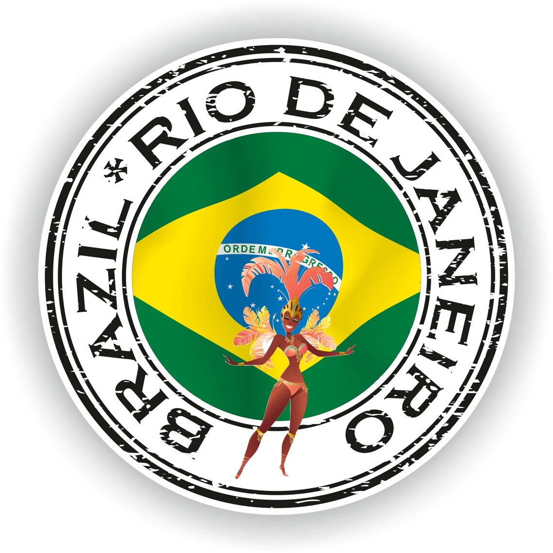 Brazil Rio De Janeiro #02 Seal Sticker Round Flag for Laptop Book ...