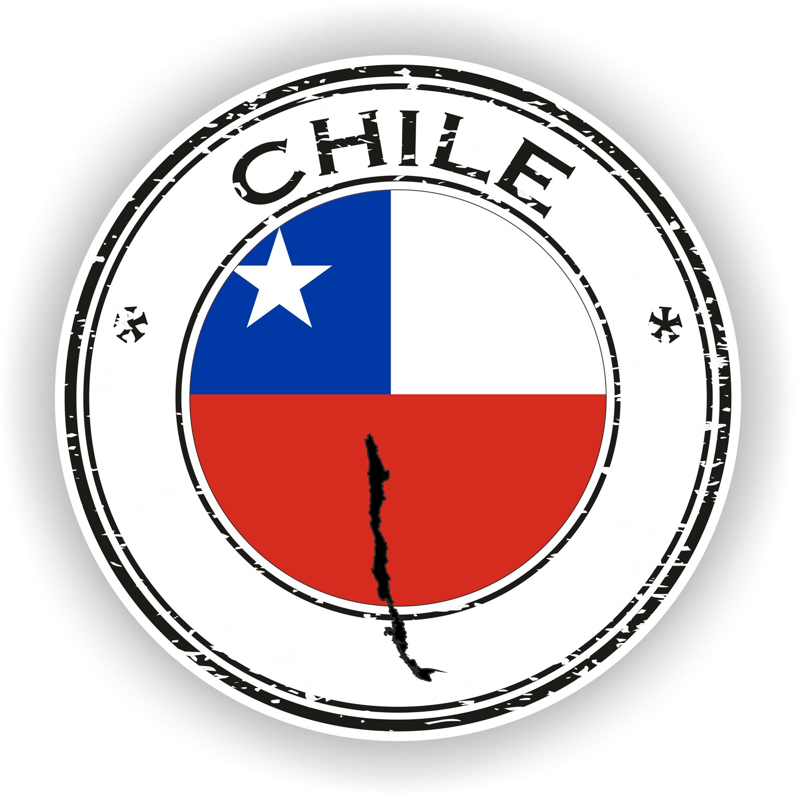 Chile Seal Sticker Round Flag for Laptop Book Fridge Guitar Motorcycle ...