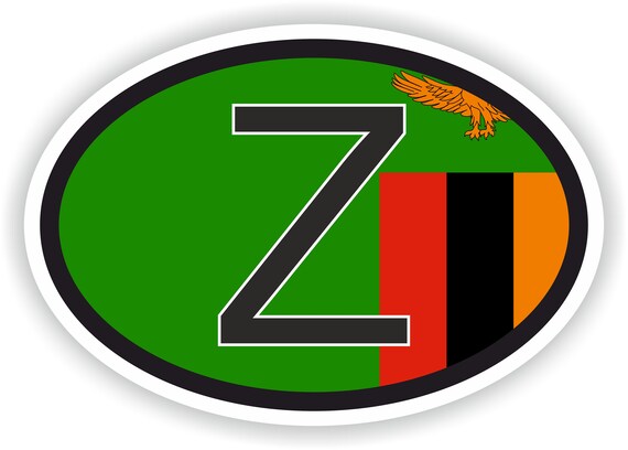 Zambia Country Code Oval Sticker with Flag for Bumper Laptop | Etsy