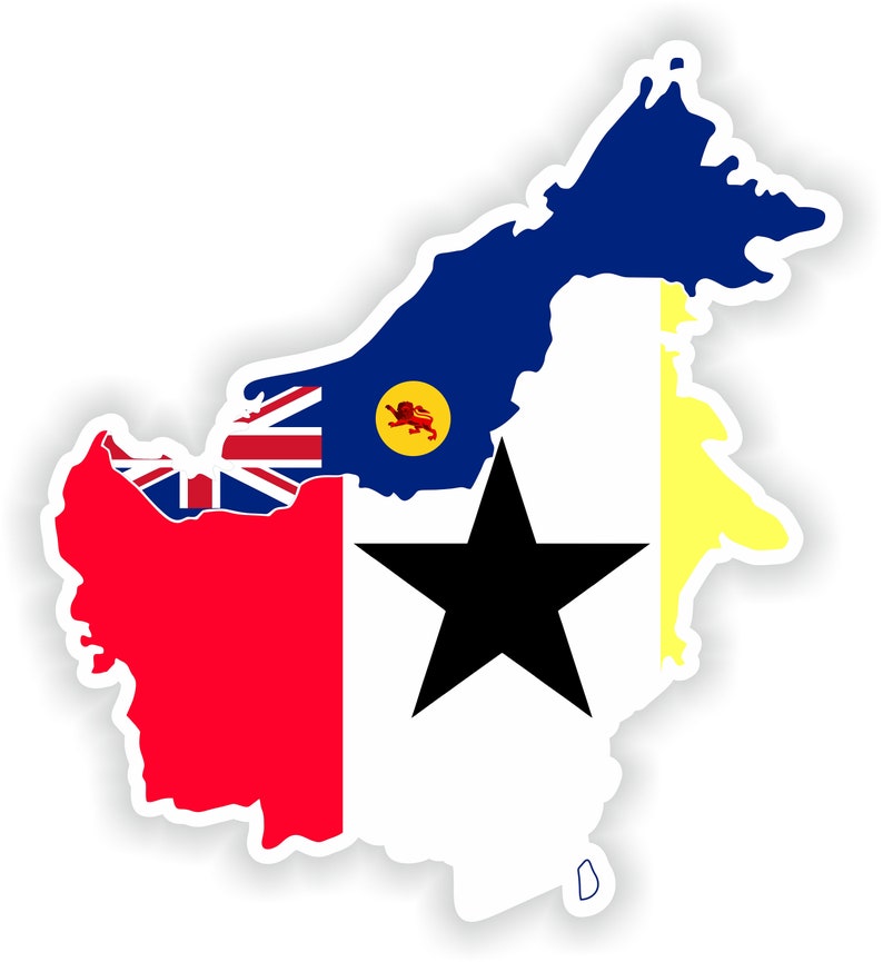 Borneo Map Flag Silhouette Sticker For Laptop Book Fridge Guitar
