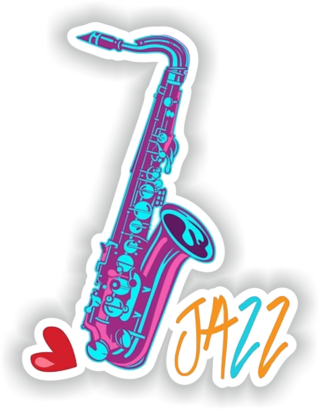 Saxophone Jazz Sticker for Bumper Car Van Truck Laptop Tablet ...