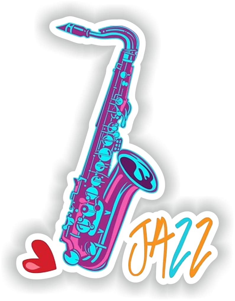 Saxophone Jazz Sticker for Bumper Car Van Truck Laptop Tablet ...