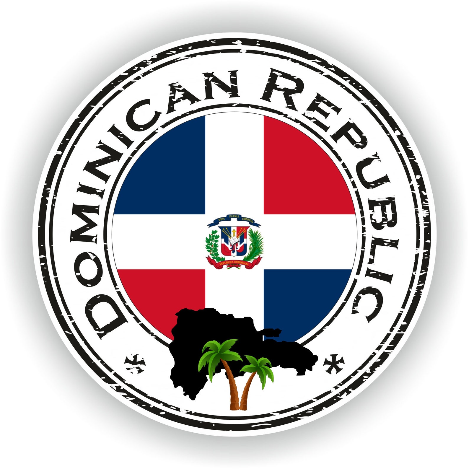 Dominican Republic Seal Sticker Round Flag for Laptop Book Fridge ...