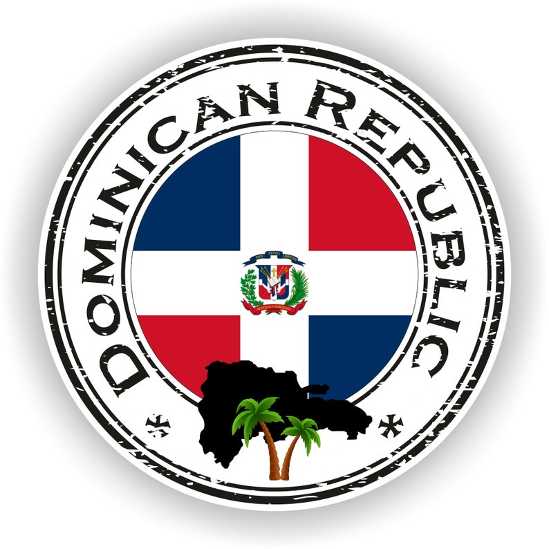 Dominican Republic Seal Sticker Round Flag for Laptop Book Fridge ...