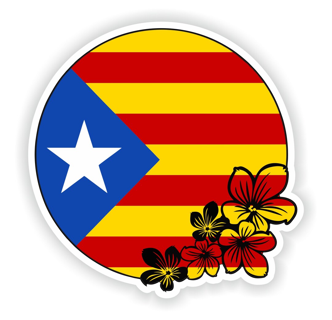 Catalonia Sticker Round Flag for Laptop Book Fridge Guitar Motorcycle ...