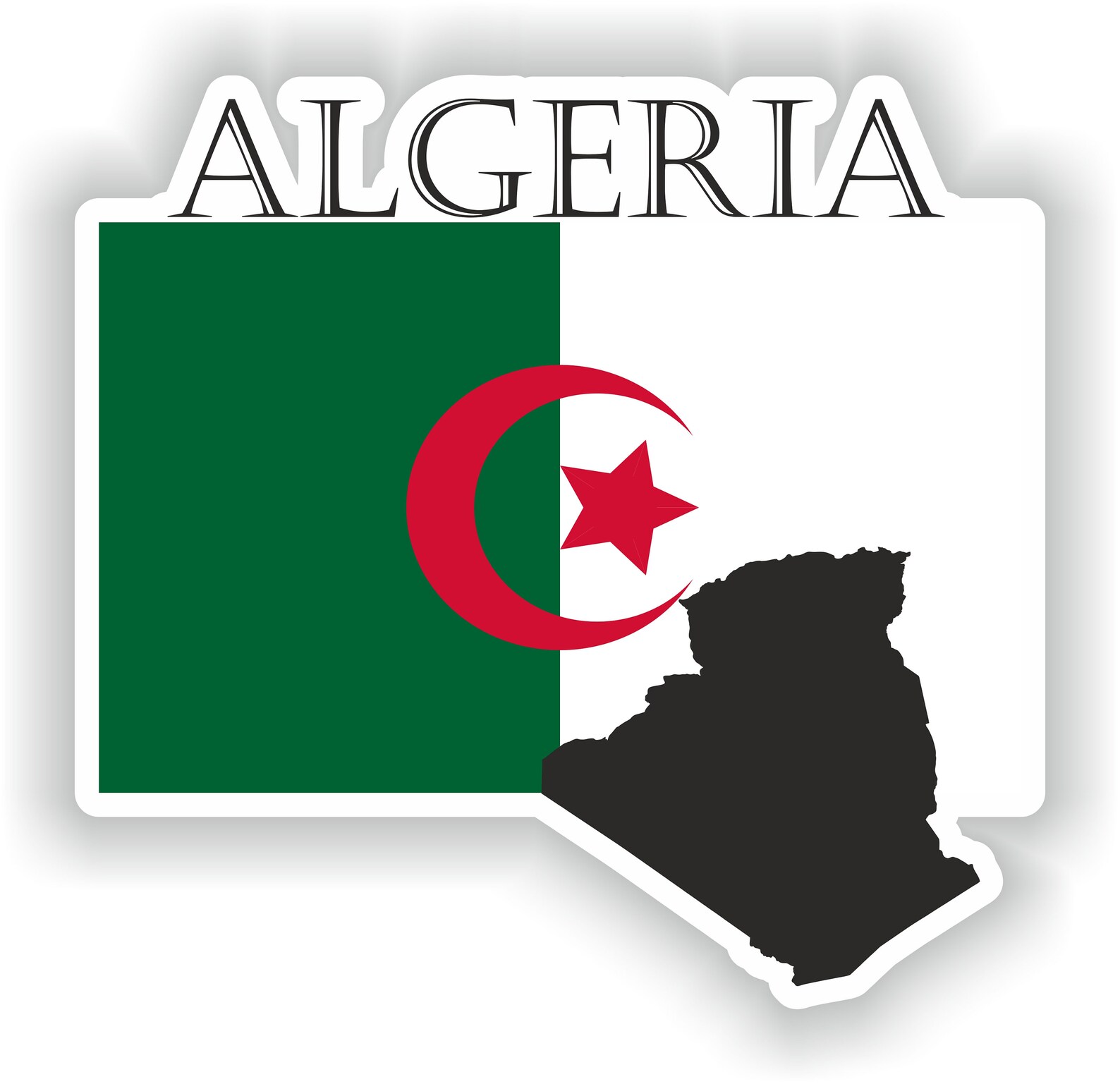 Algeria Sticker Flag MF for Laptop Book Fridge Guitar Motorcycle Helmet ...