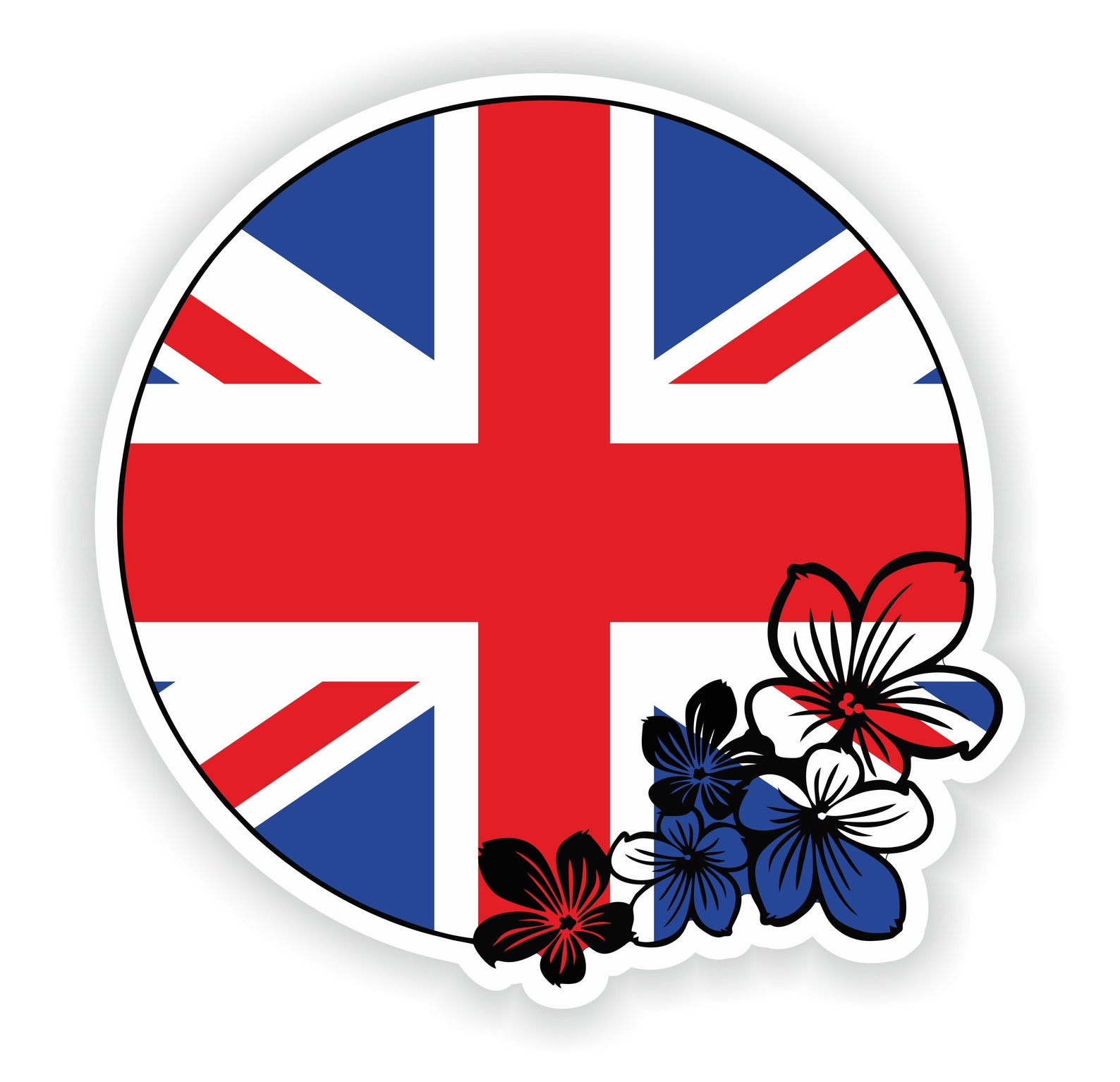 UK Union Jack Great Britain Sticker Round Flag for Laptop Book Fridge ...