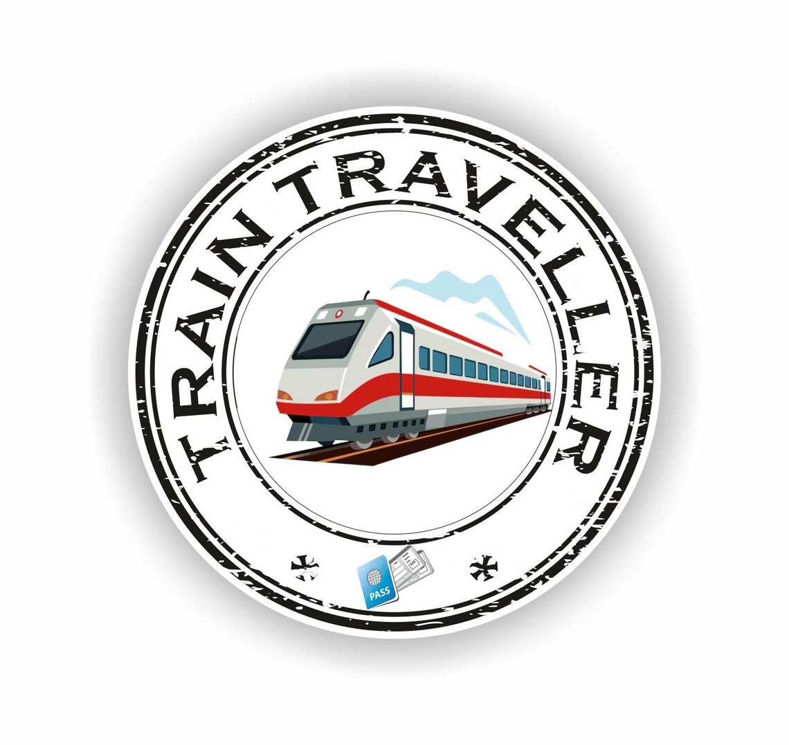 Train Traveller Sticker for Bumper Car Van Truck Motorcycle Helmet ...