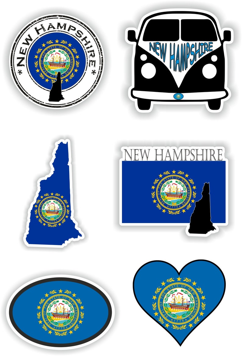 New Hampshire Set of Stickers for Laptop Book Water Bottle Fridge ...