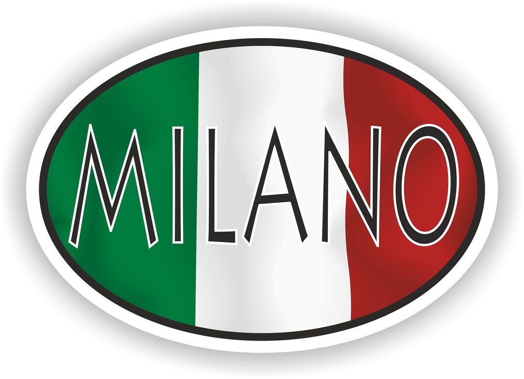 Milano Italy Country Code Oval Sticker With Flag for Bumper Laptop Book ...