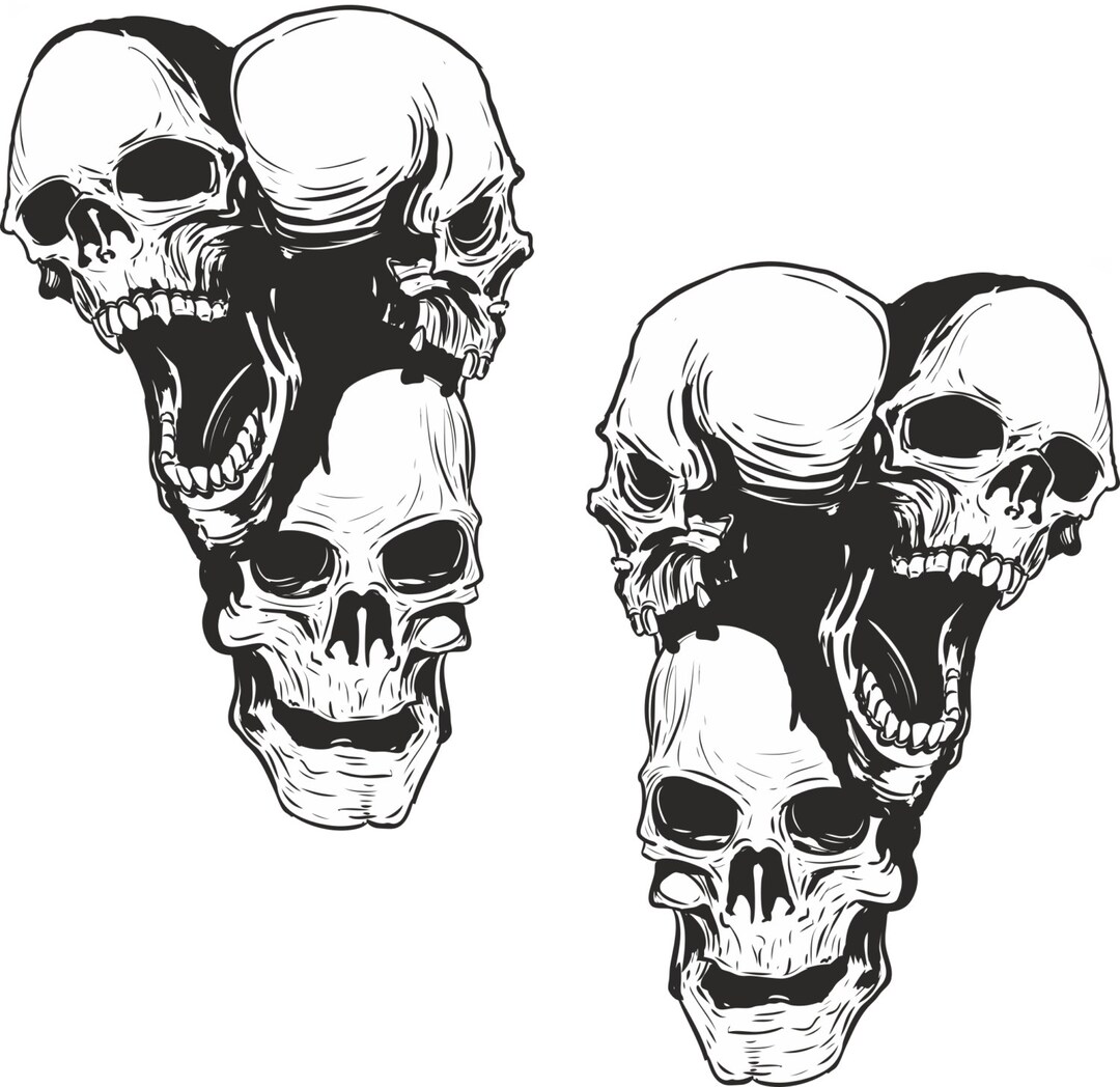 2x Skull Stickers for Laptop Book Fridge Guitar Motorcycle Helmet ...