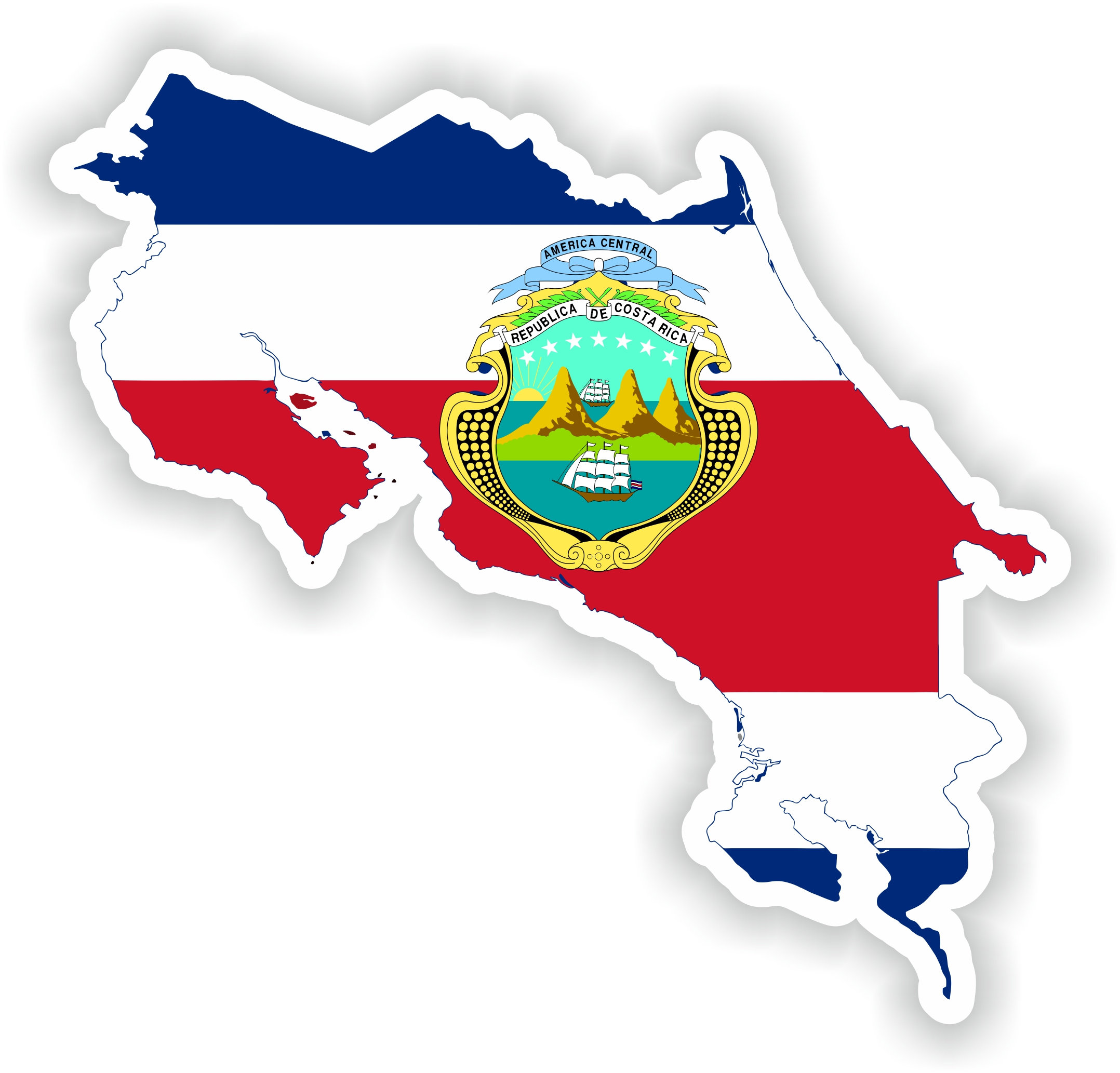 Costa Rica Map Flag Silhouette Sticker for Laptop Book Fridge Guitar ...