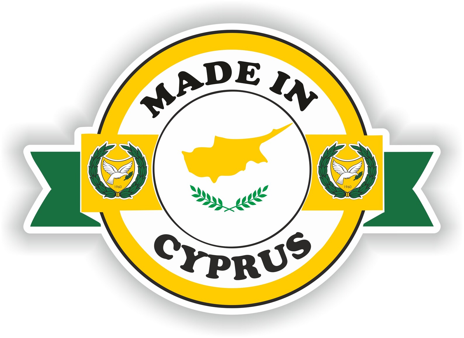 Cyprus Made In, Sticker Flag for Laptop Book Fridge Water Bottle ...