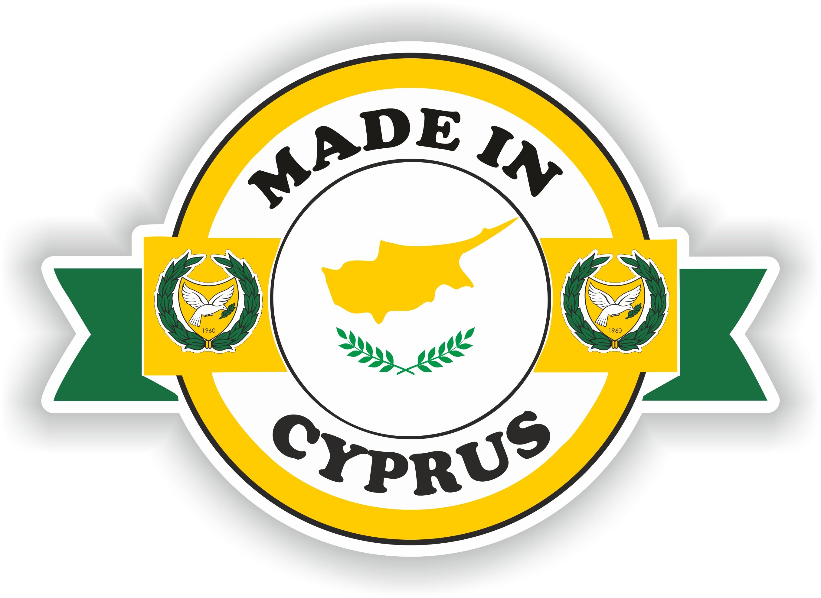 Cyprus Made In, Sticker Flag for Laptop Book Fridge Water Bottle ...