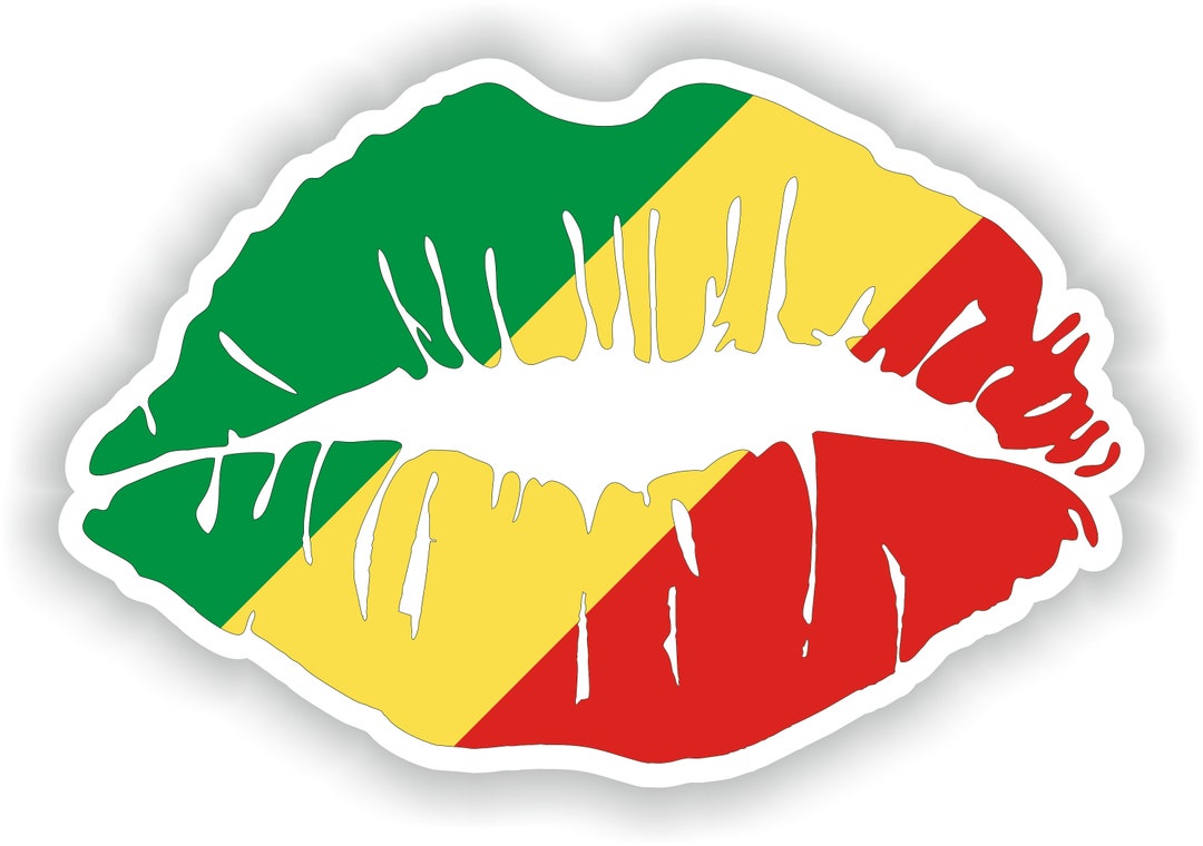 Lips the Republic of the Congo Sticker Flag for Laptop Book Fridge ...