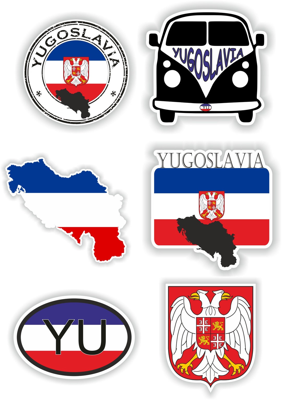 Yugoslavia Set of Stickers for Laptop Book Water Bottle Fridge Guitar ...