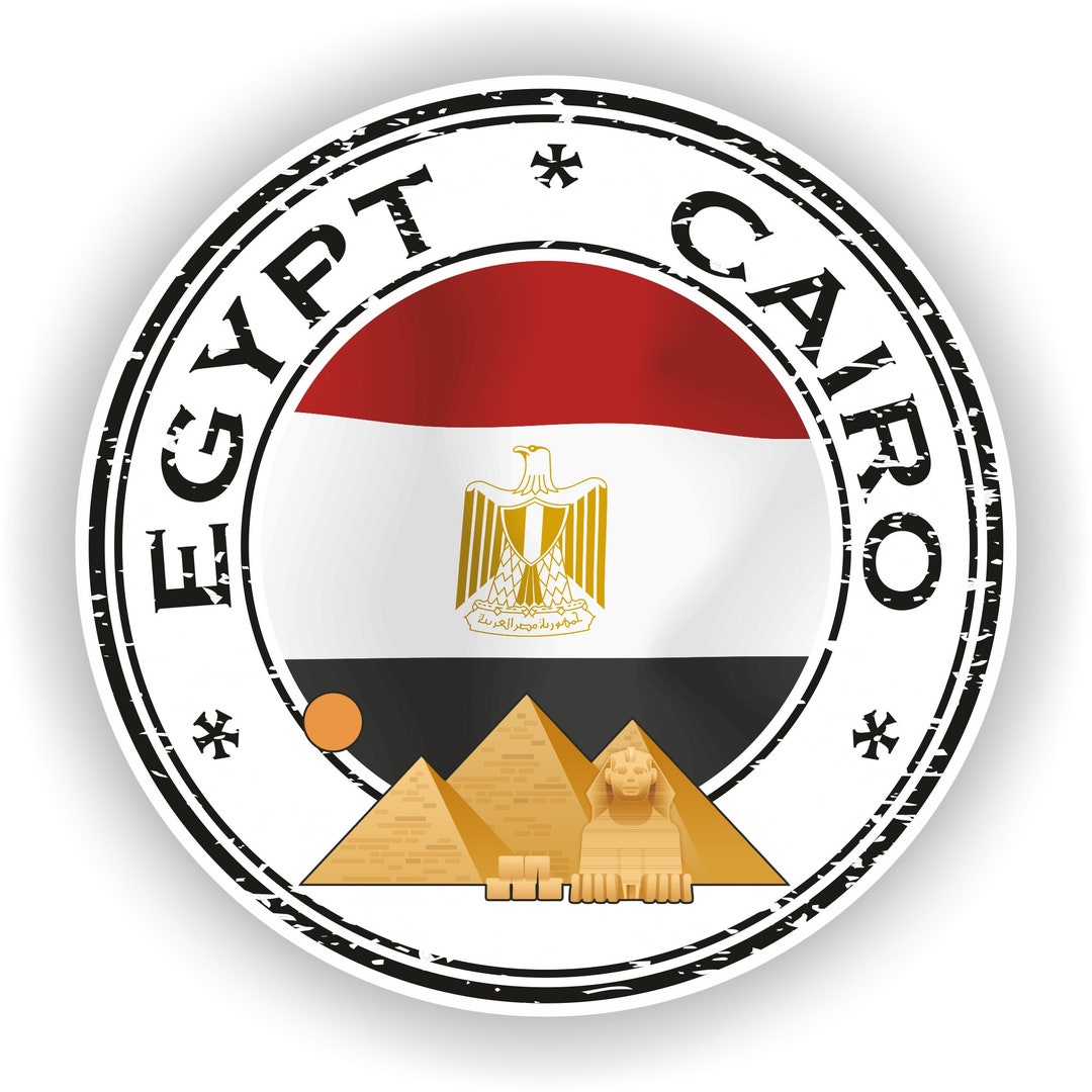 Cairo Egypt Seal Sticker Round Flag for Laptop Book Fridge Guitar ...
