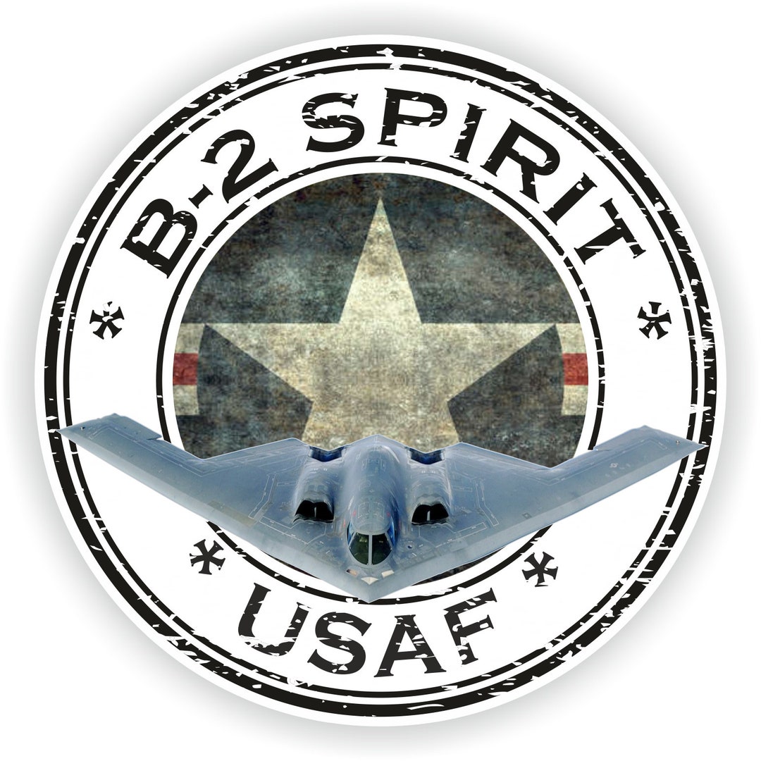 USA B-2 Spirit Stealth Bomber USAF U.S.A.F. Military Seal Sticker Round ...