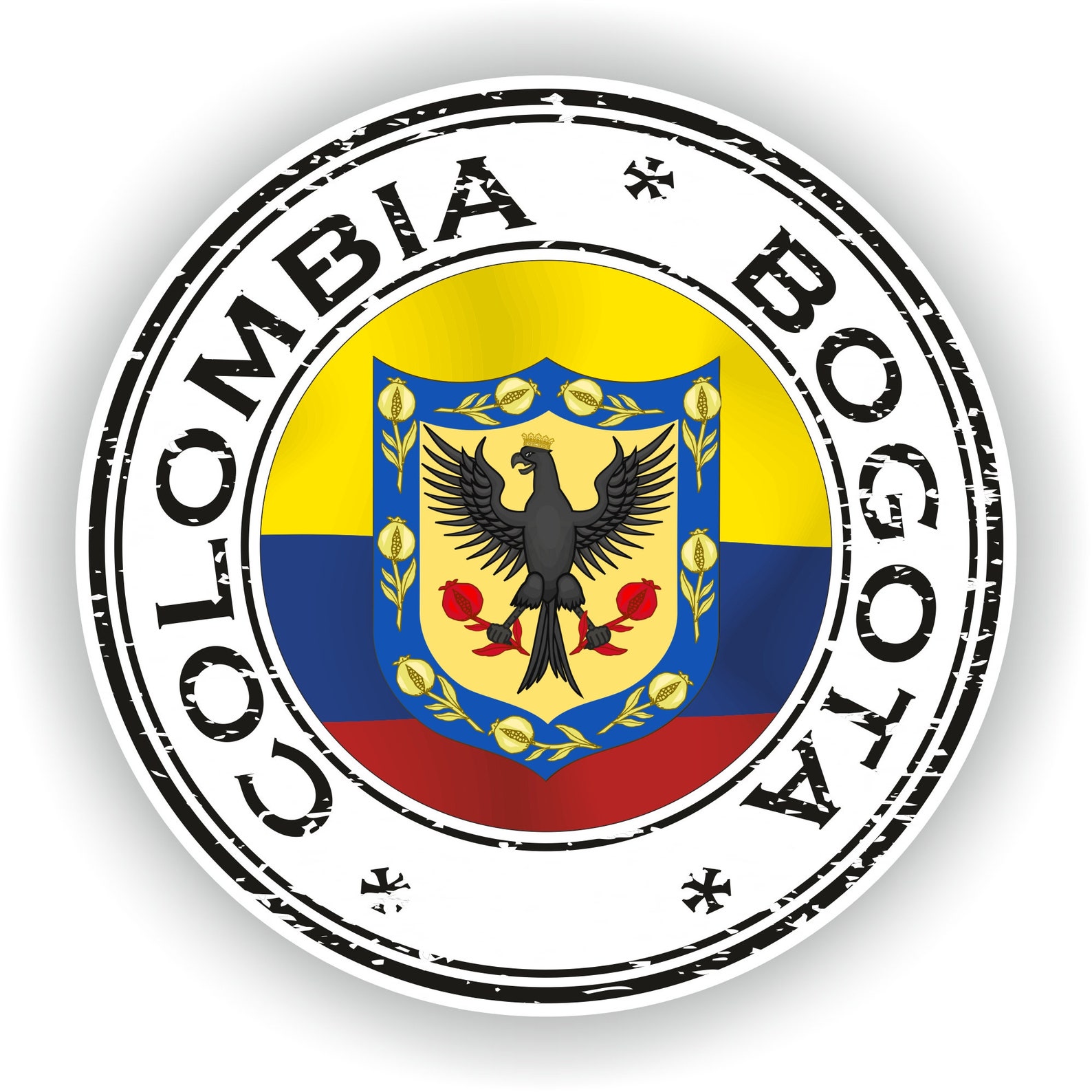 Colombia Bogota Seal Sticker Round Flag for Laptop Book Fridge Guitar ...