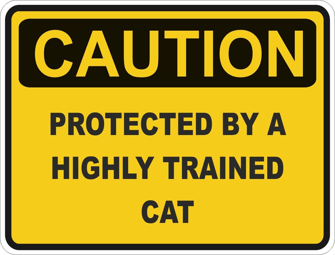 Caution Protected by Cat Warning Sticker for Laptop Book Fridge Guitar ...