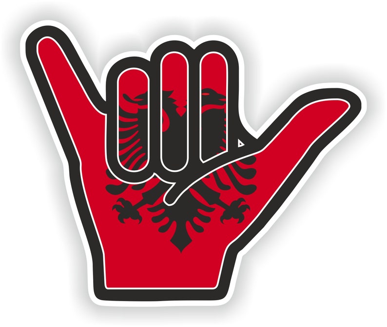 Albania Shaka Hand Sticker Hang Loose for Laptop Book Fridge Guitar ...