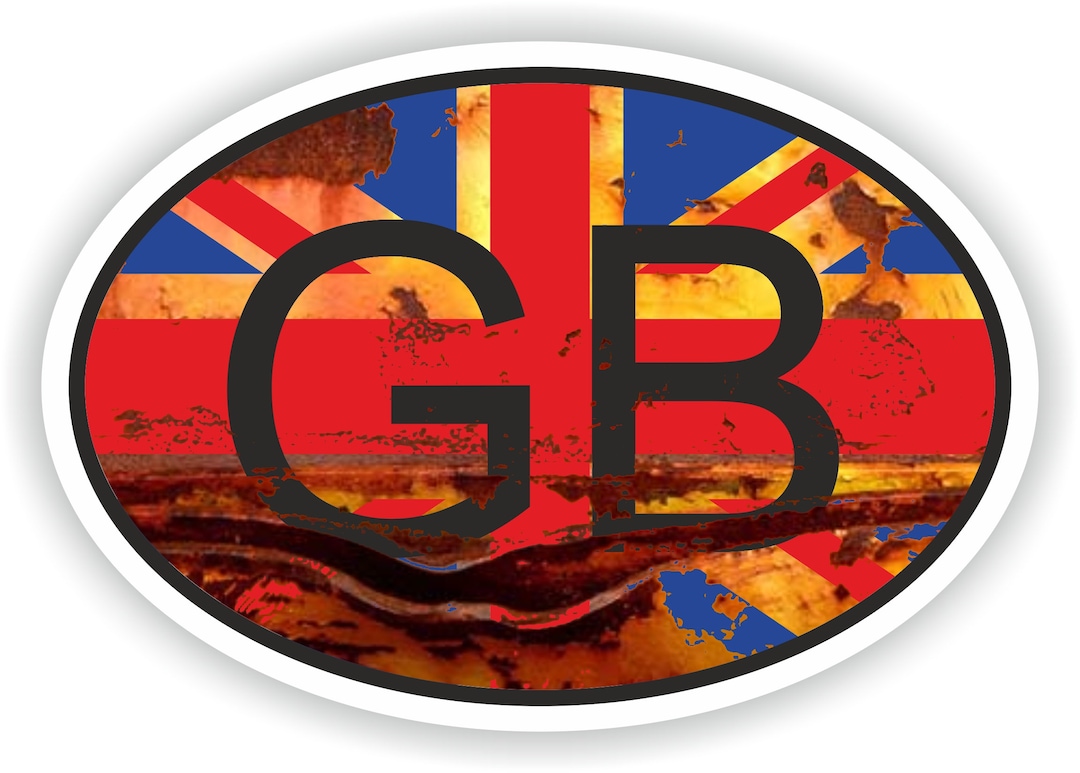 Vintage GB Great Britain Country Code Oval Sticker With Union Jack Flag ...