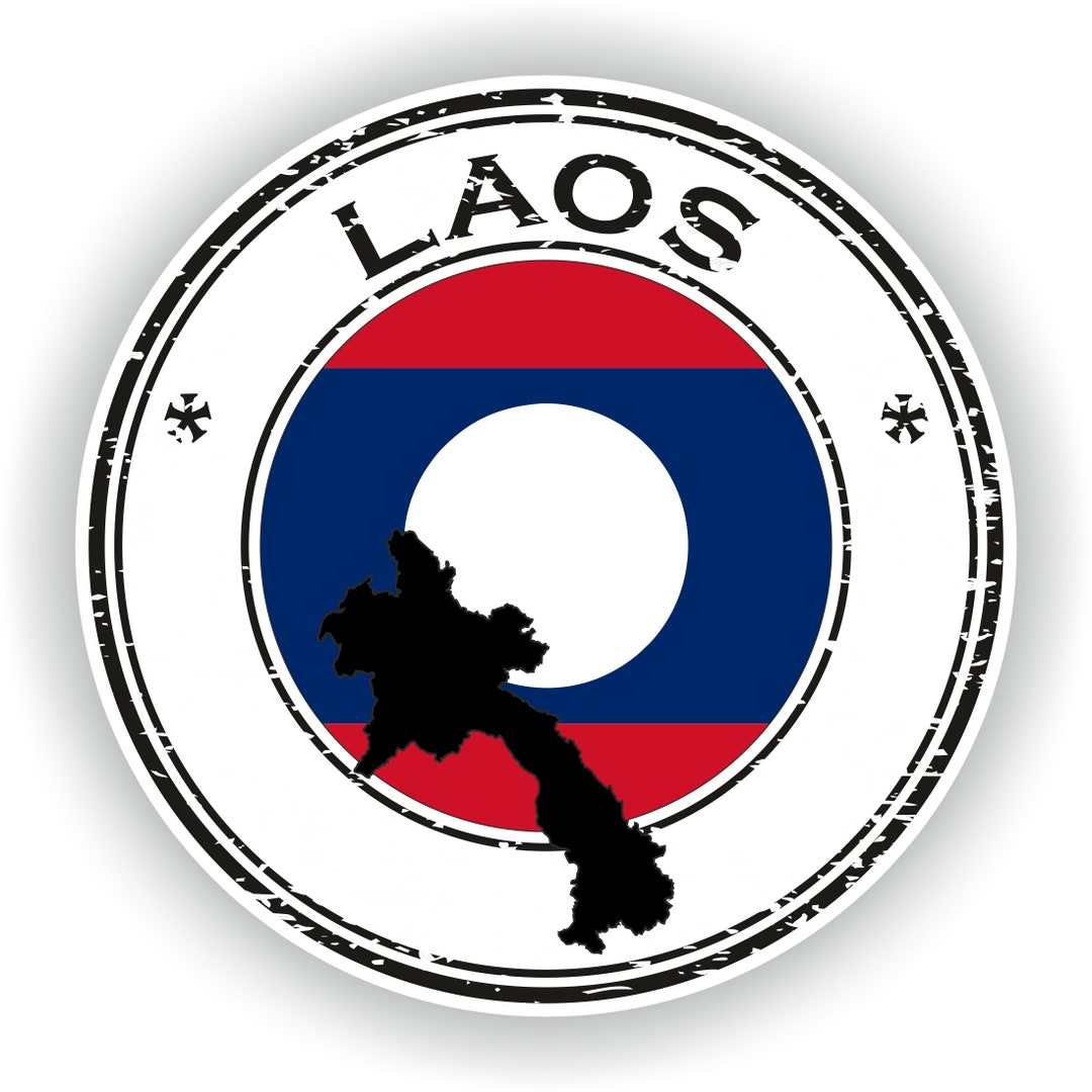 Laos Seal Sticker Round Flag for Laptop Book Fridge Guitar Motorcycle ...