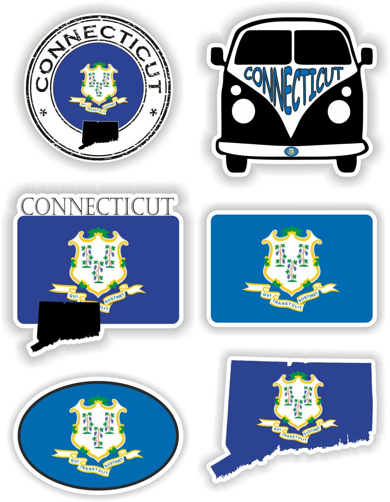 Connecticut Set of Stickers for Laptop Book Water Bottle Fridge Guitar ...