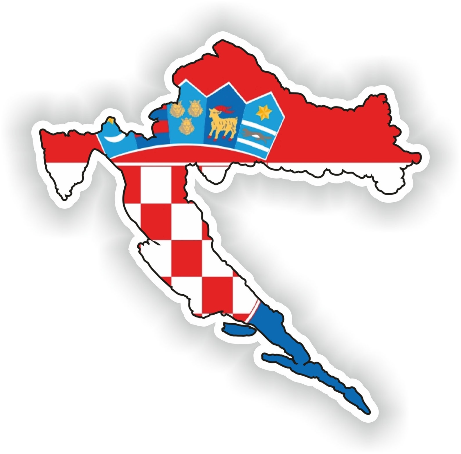 Croatia Map Flag Silhouette Sticker For Laptop Book Fridge Etsy