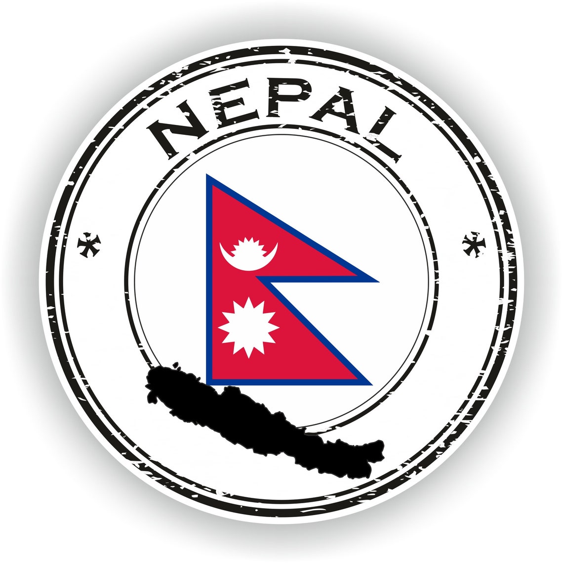Nepal Seal Sticker Round Flag for Laptop Book Fridge Guitar Motorcycle ...