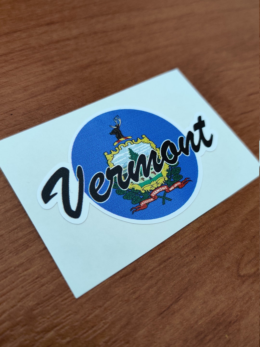 Vermont USA Round Flag Sticker for Laptop Book Fridge Guitar Motorcycle ...