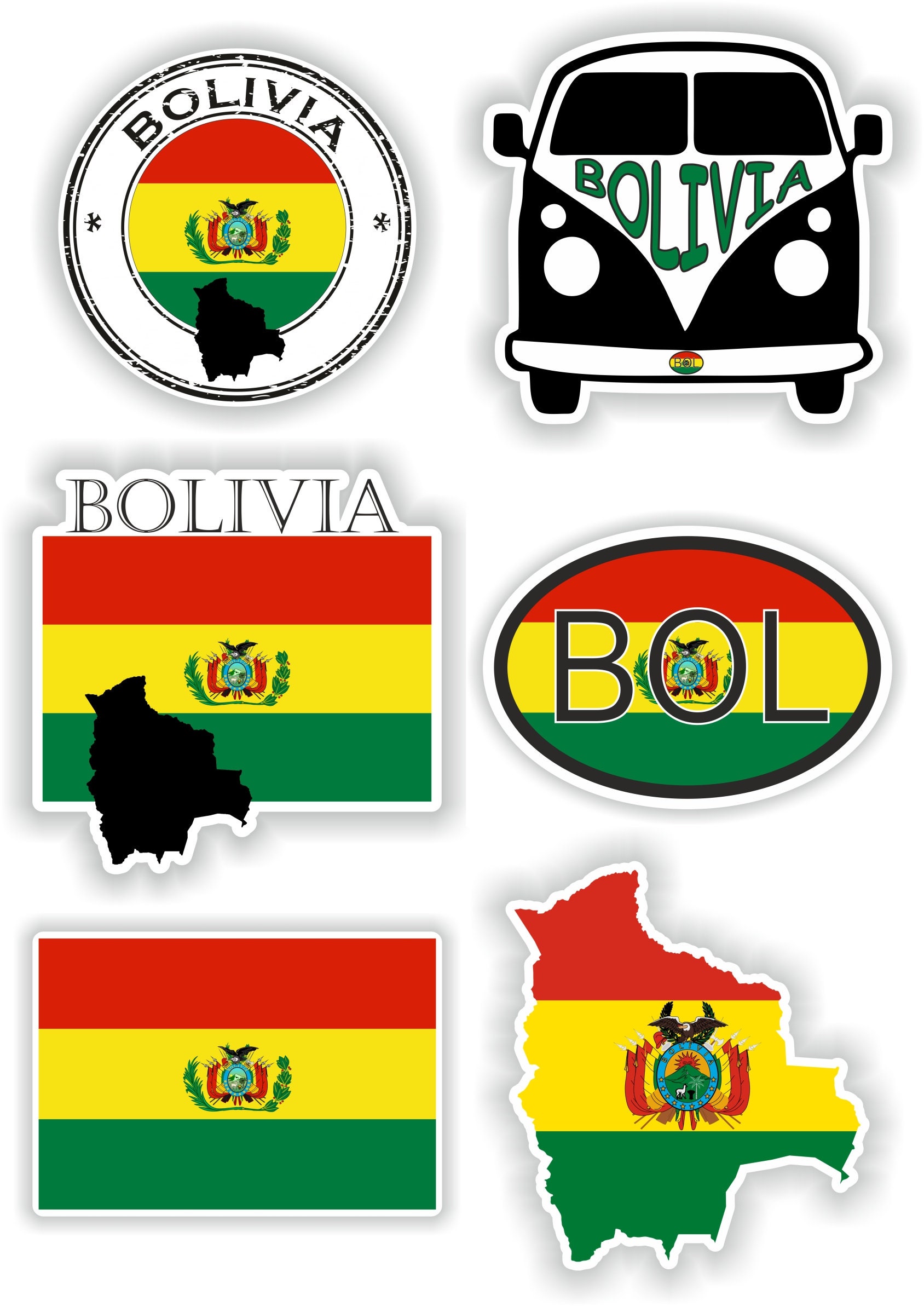 Bolivia Set of Stickers for Laptop Book Water Bottle Fridge Guitar ...