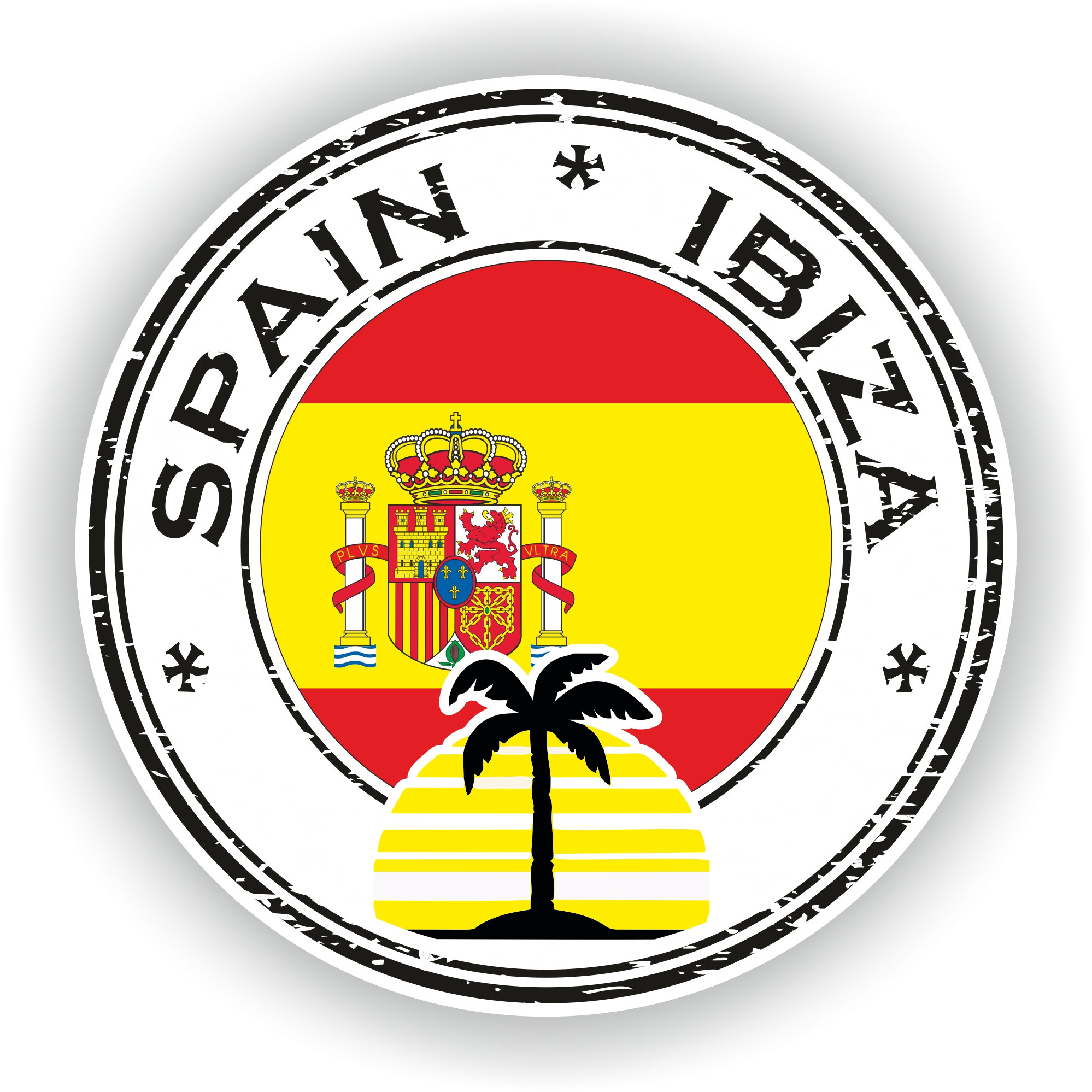 Spain Ibiza Seal Sticker Round Flag for Laptop Book Fridge Guitar ...