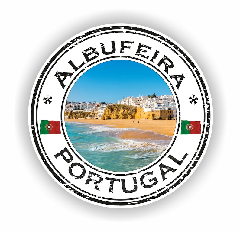 Albufeira Portugal Seal Sticker Round Flag for Laptop Book Fridge ...