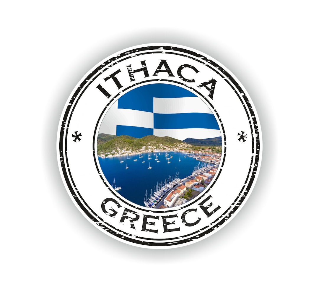 Greece Ithaca Ithaka Island Seal Sticker Round Flag for Laptop Book ...
