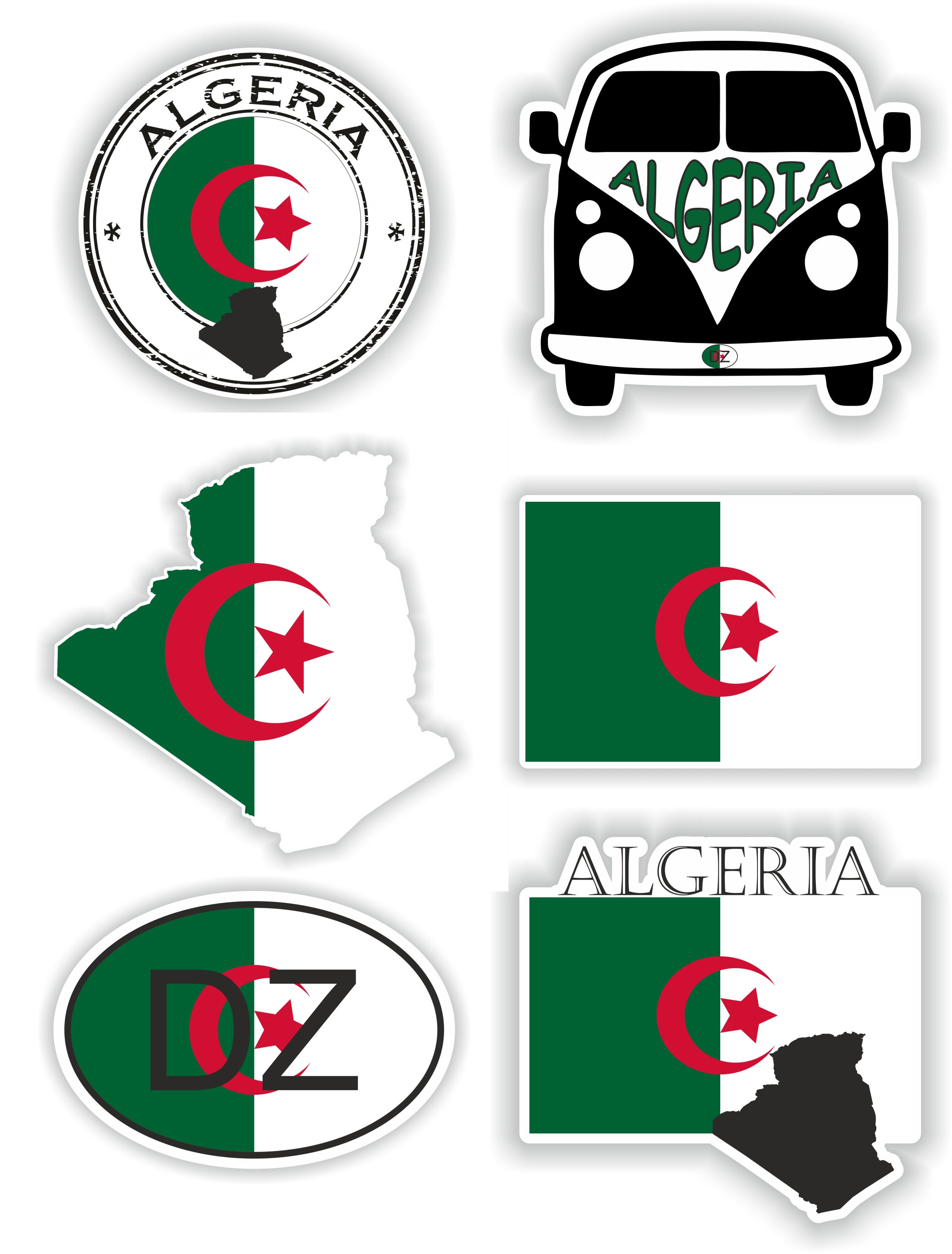 Algeria Set of Stickers for Laptop Book Water Bottle Fridge Guitar ...