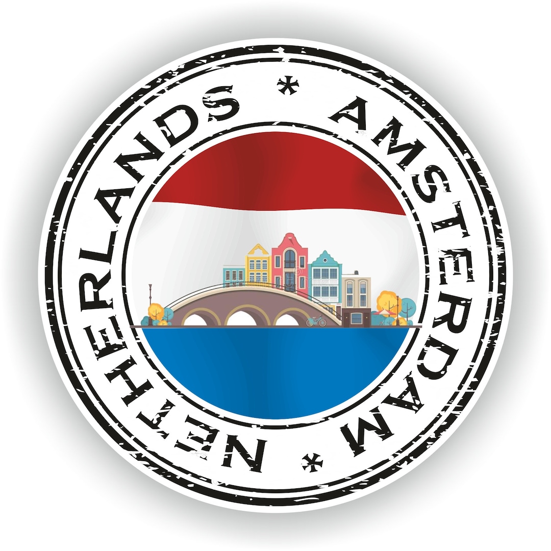 Netherlands Amsterdam #02 Seal Sticker Round Flag for Laptop Book ...