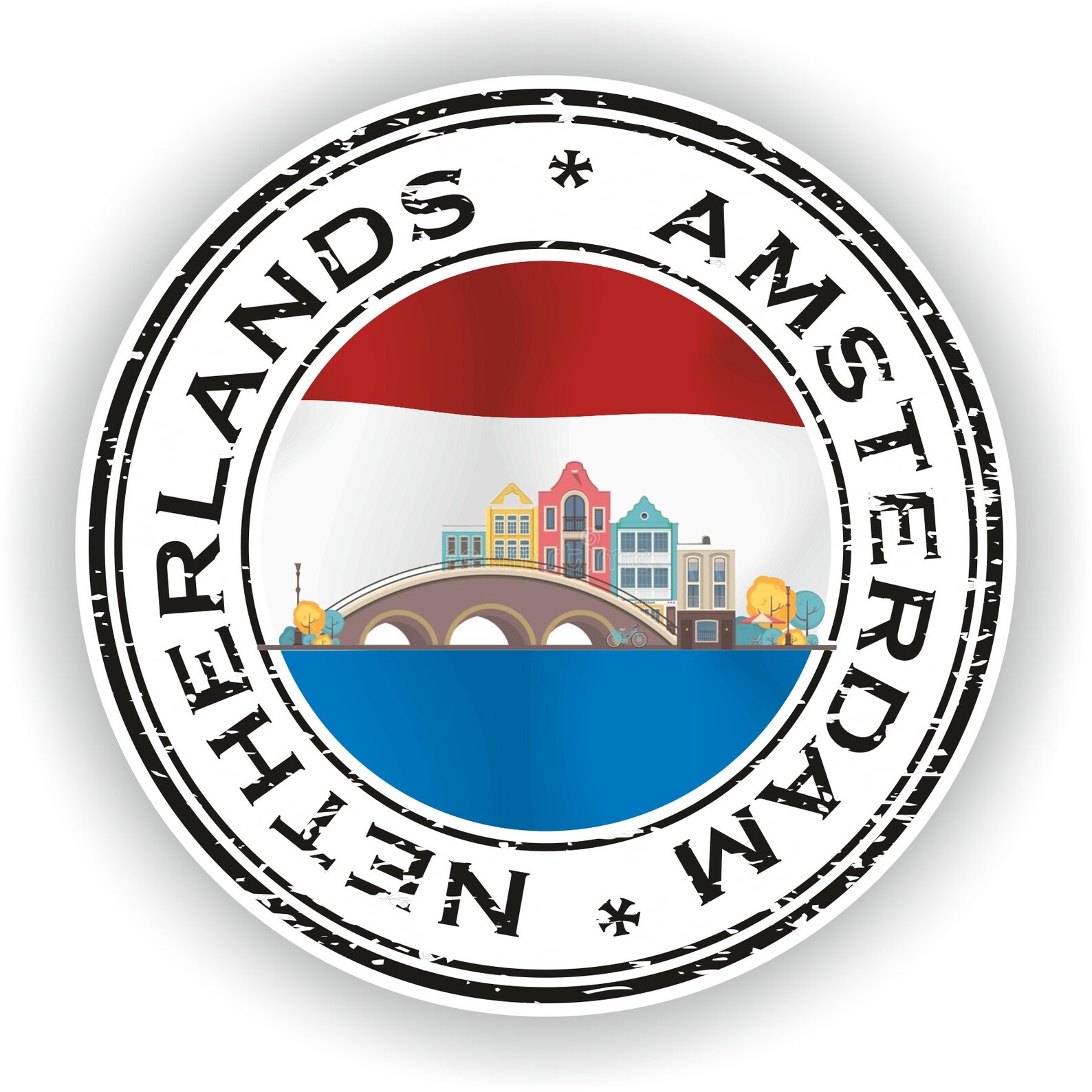 Netherlands Amsterdam #02 Seal Sticker Round Flag for Laptop Book ...
