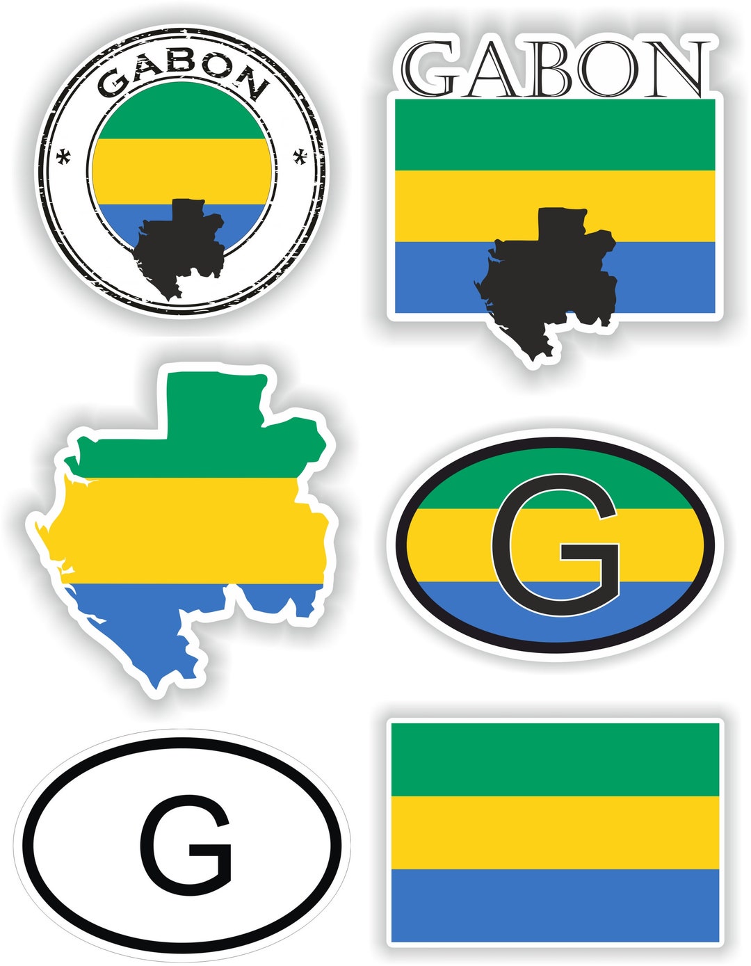 Gabon Set of Stickers for Laptop Book Water Bottle Fridge Guitar ...