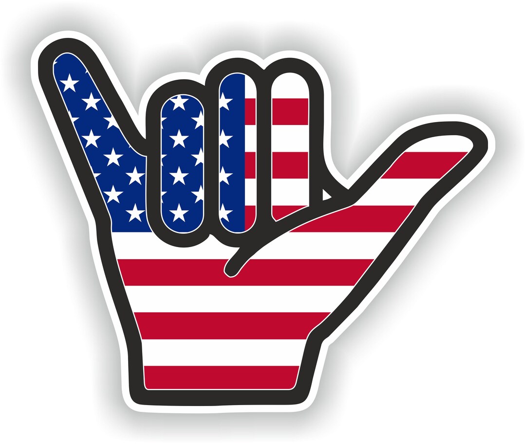 USA Shaka Hand Sticker Hang Loose for Laptop Book Fridge Guitar ...