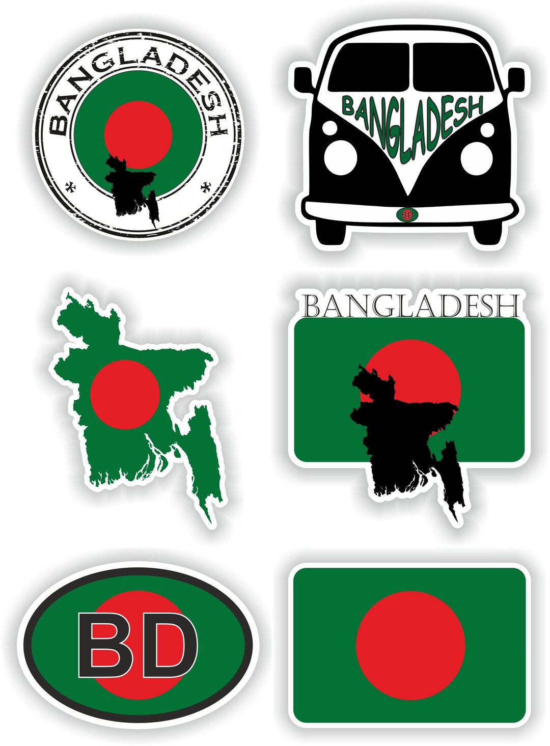 Bangladesh Set of Stickers for Laptop Book Water Bottle Fridge Guitar ...