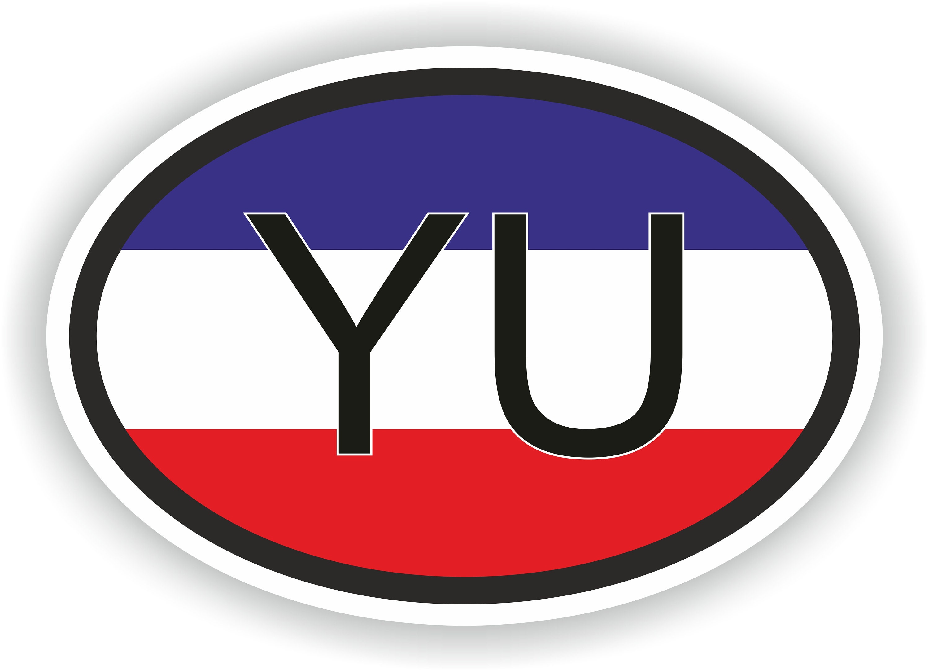 Yugoslavia YU Country Code Oval Sticker With Flag for Bumper Laptop ...
