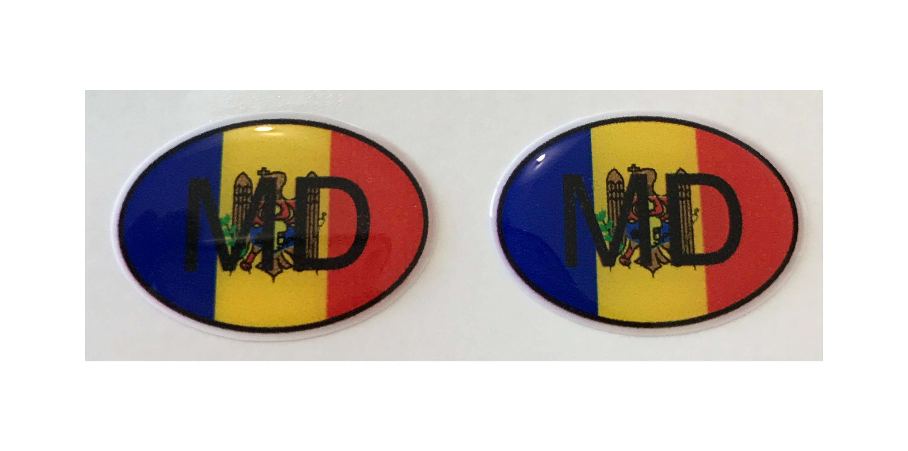 Moldova MD Domed Gel (2x) Stickers 0.8" X 1.2" for Laptop Tablet Book ...