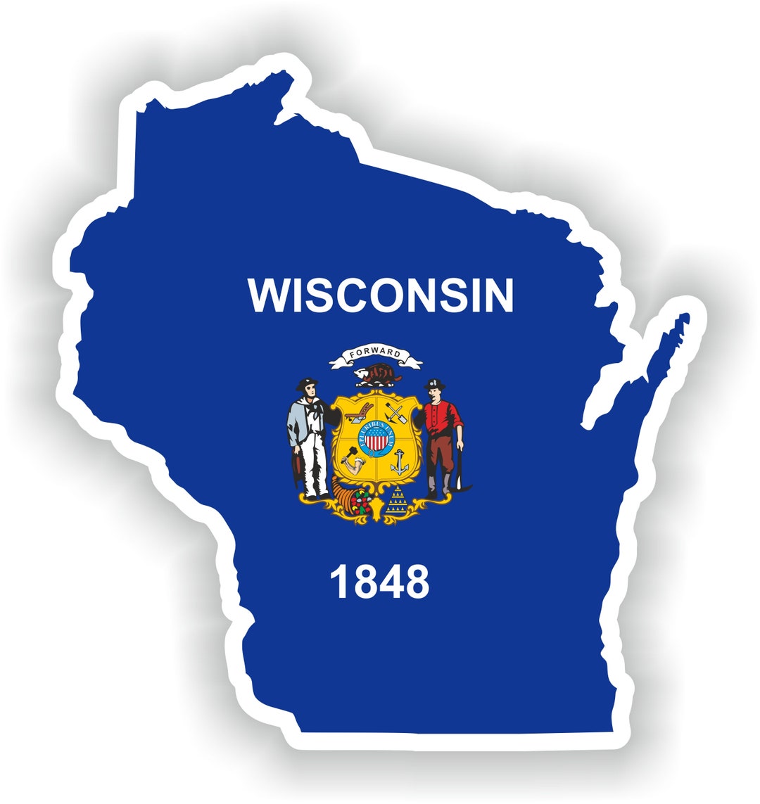 Wisconsin Map Sticker Flag for Laptop Book Fridge Guitar Motorcycle ...