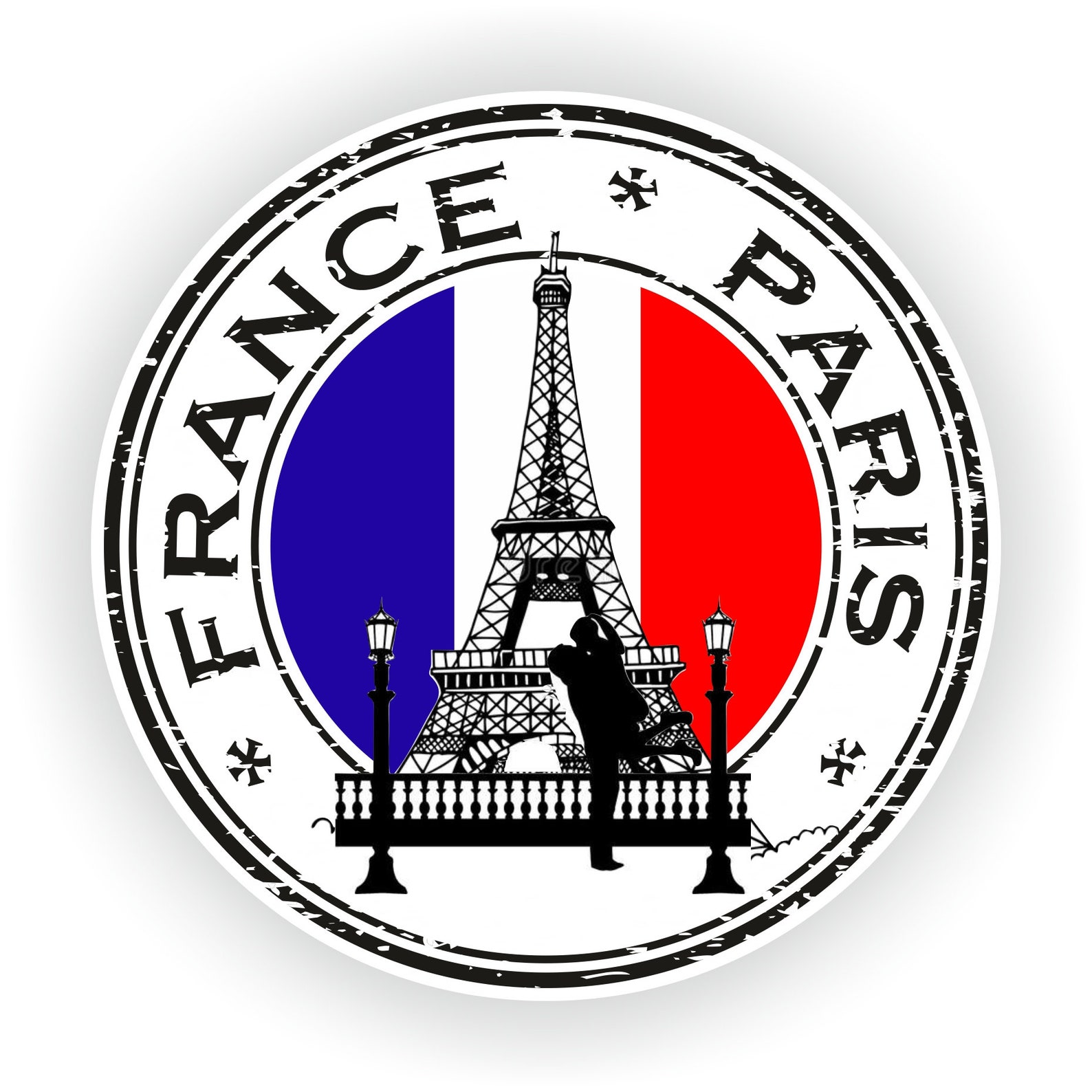 France Paris Seal Sticker Round Flag for Laptop Book Fridge Guitar ...