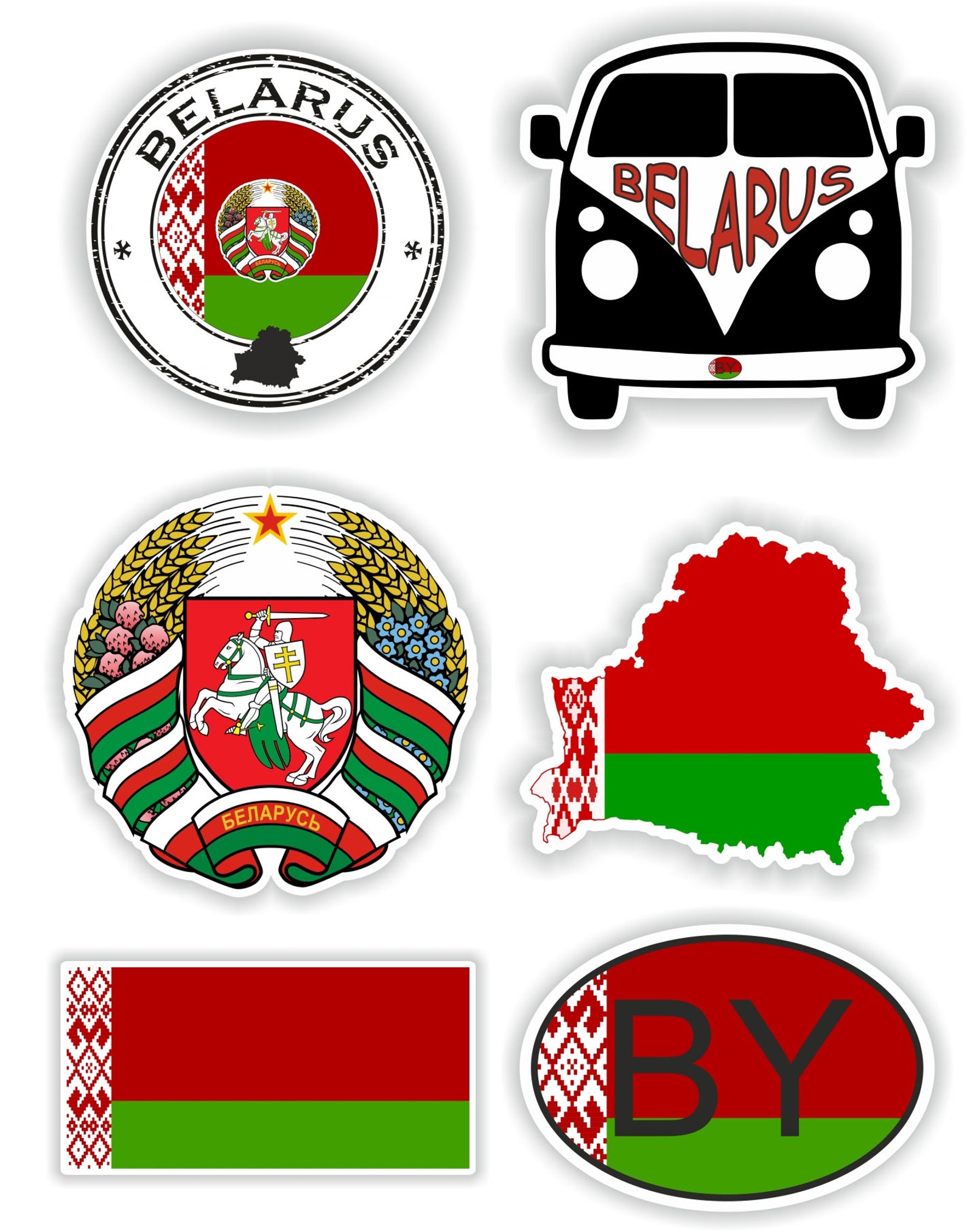 Belarus Set of Stickers for Laptop Book Water Bottle Fridge Guitar ...