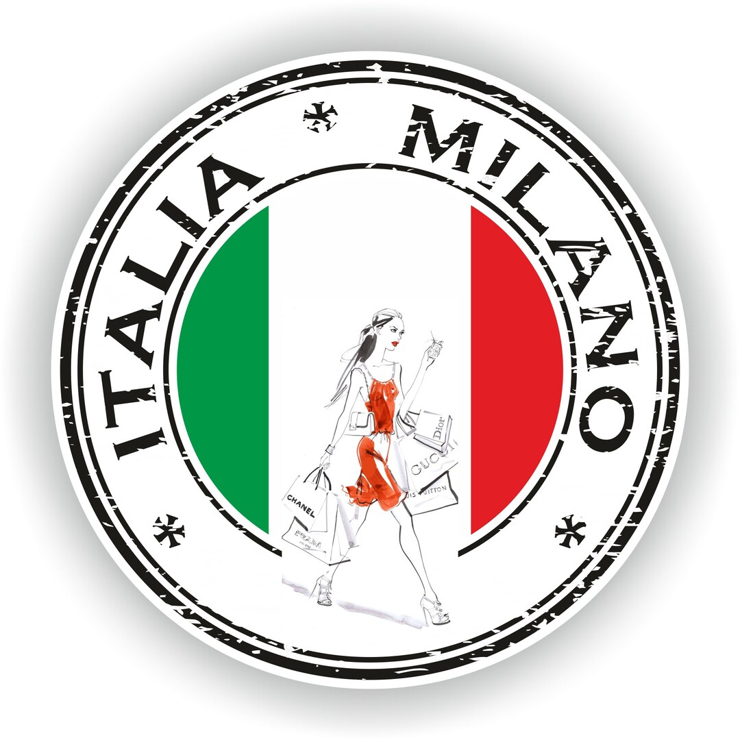 Italia Milano Seal Sticker Round Flag for Laptop Book Fridge Guitar ...