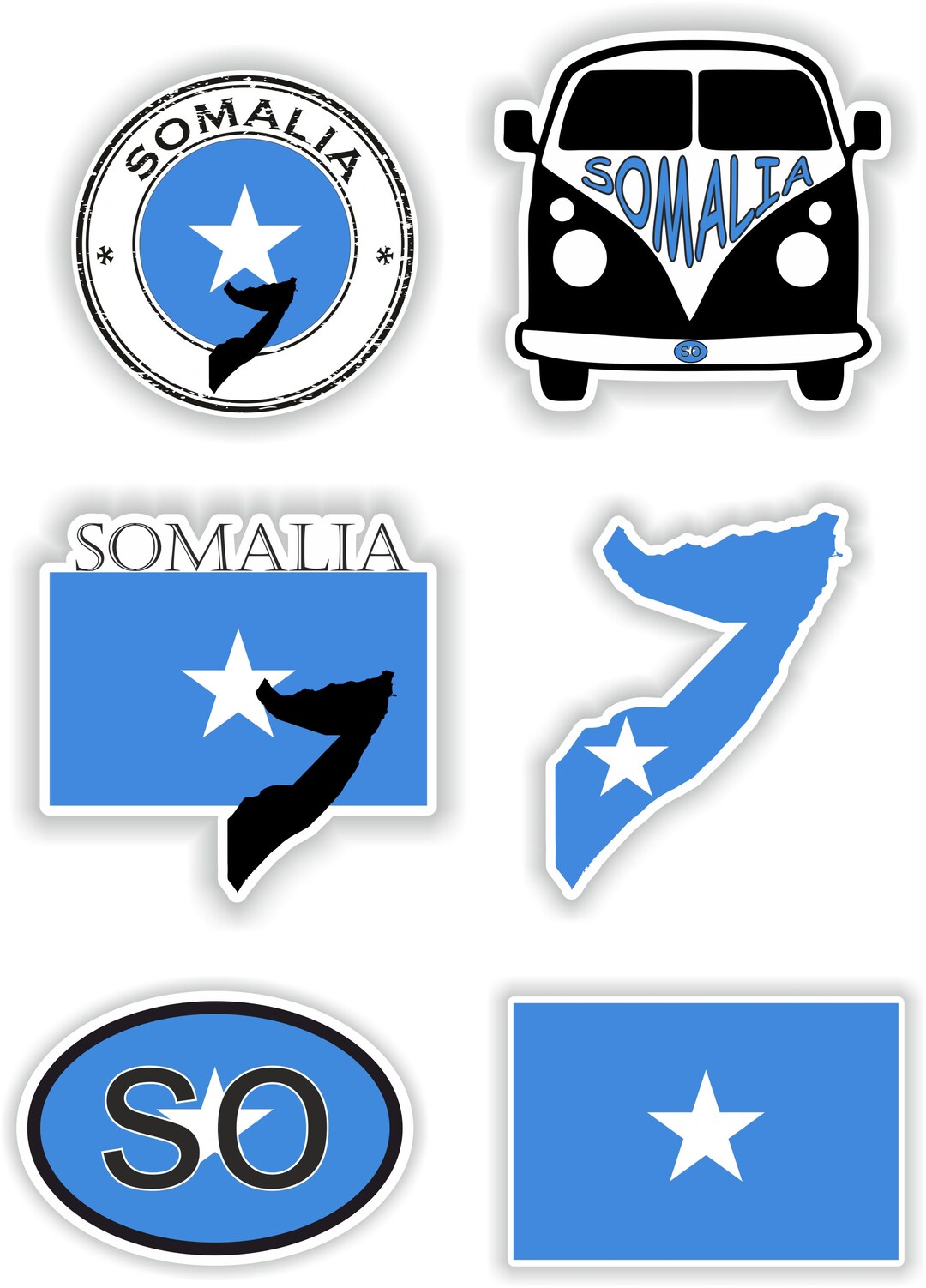 Somalia Set of Stickers for Laptop Book Water Bottle Fridge Guitar ...